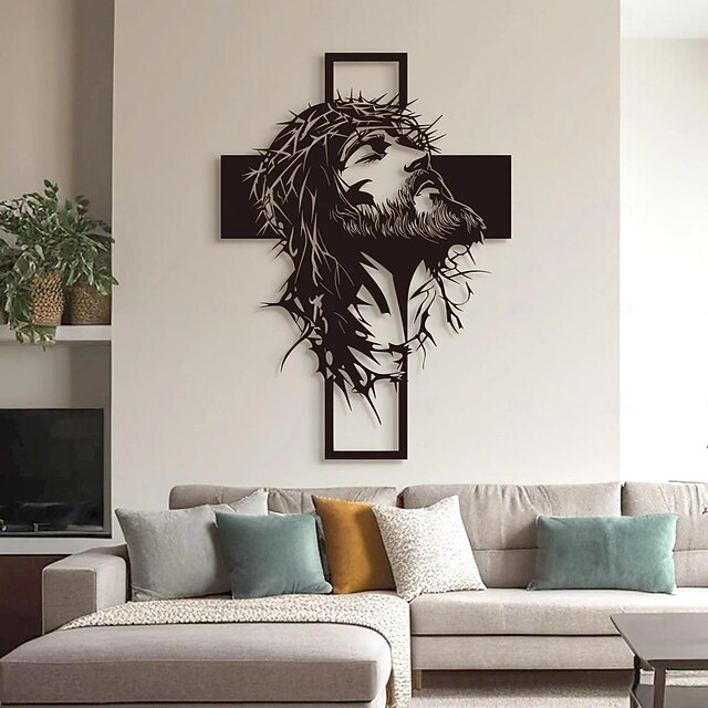 Metal Jesus and Cross Wall Art Christian Home Decor 2025 - $13.99