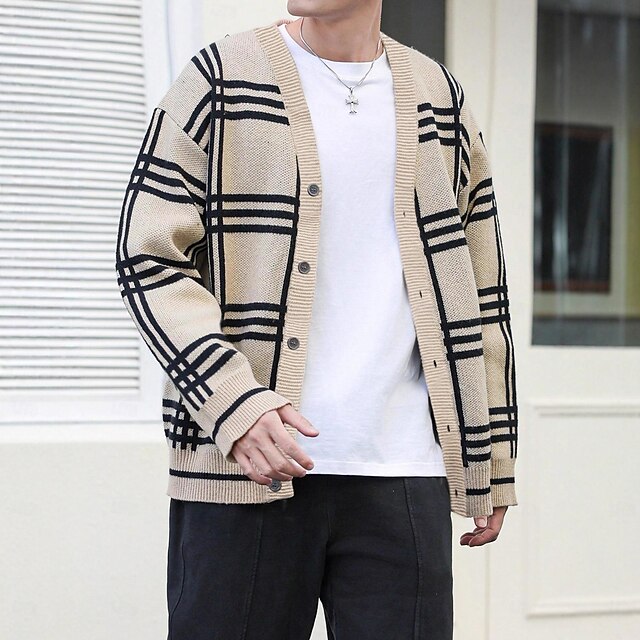 Homme Pull Gilet Cardigan Côtelé Tricoter Hauts Réguliers Boutonner ...