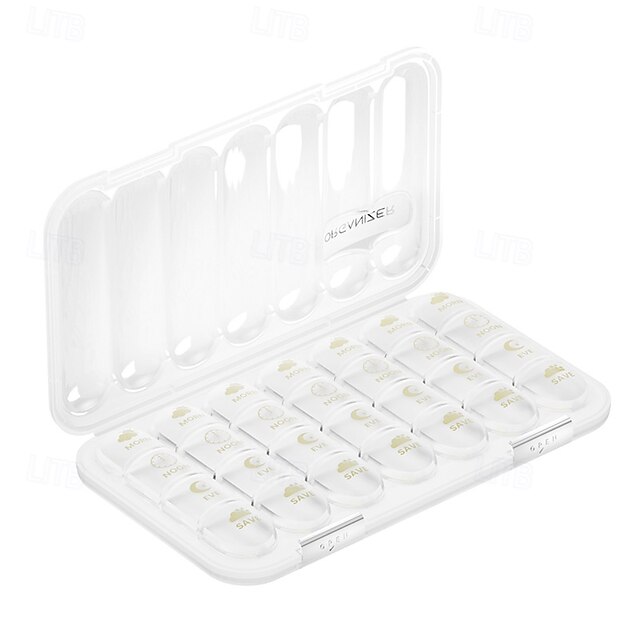 21/28 Compartment Portable Pill Organizer, 7 Days Weekly Medication ...