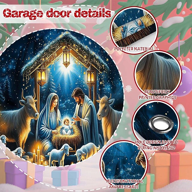Christmas Nativity Scene Garage Door Decoration for Homes Cover, Xmas ...