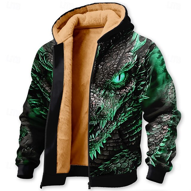 Men's Dragon 3D Print Fleece Hoodie Sweatshirt Fashion Casual Fantasy ...
