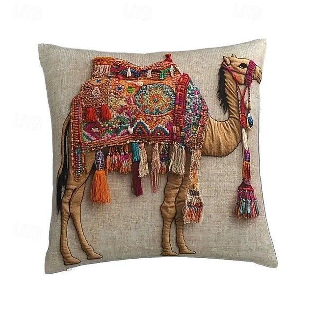 Colorful Camel Pillow Cover with 2D Flat Print Soft Comfortable ...