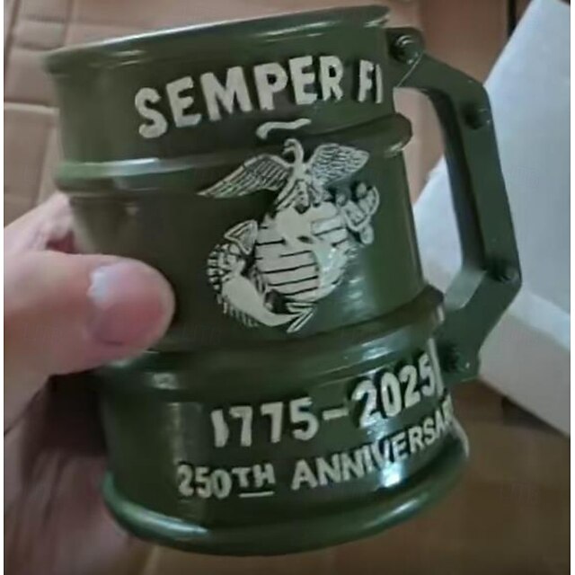 Handmade 250th Anniversary Oil Barrel Mug Resin Military Commemorative Coffee Cup Patriotic Gift ...