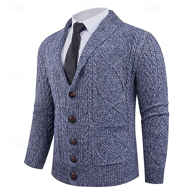 Homme Pull Gilet Cardigan Côtelé Torsadé Tricoter Hauts Réguliers ...