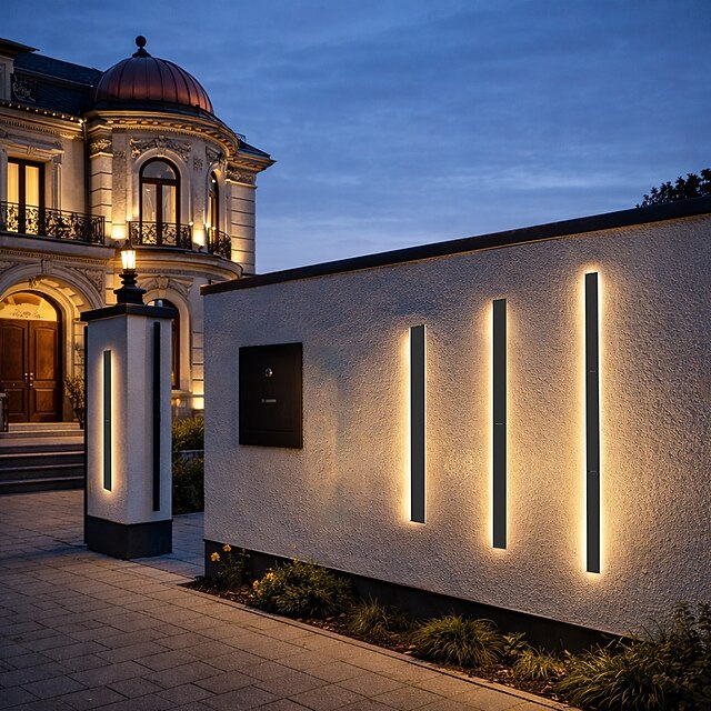Ultrathin Up and Down LED Wall Lights Single Installation of Two Black ...