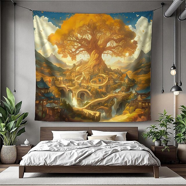 Tapestry Banners Blanket Tree of Life Modern 3D Bedroom Living Room ...