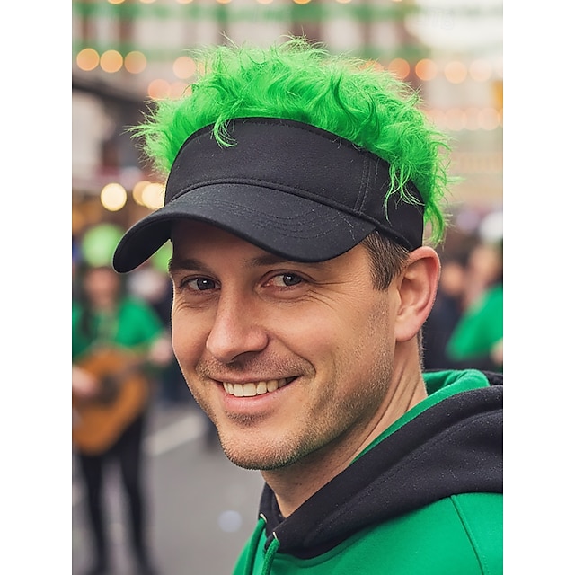Men's Polyester Visor Hat with Colorful Faux Wig, Available in Multiple ...