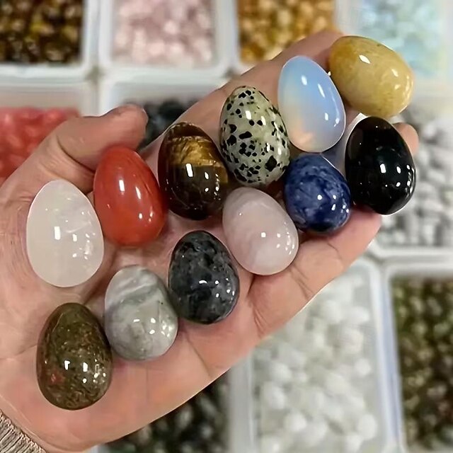 10 Pack Easter Egg Crystal Stones, Polished Random Color Gemstones for ...