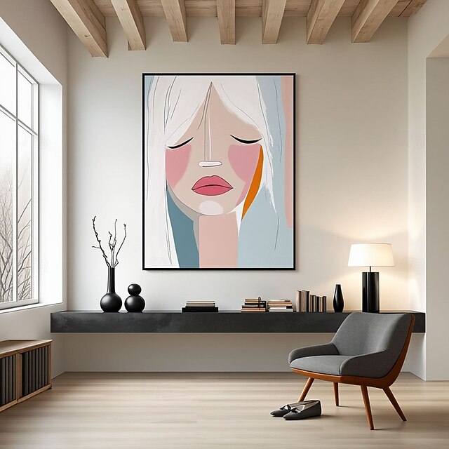 Large Pretty Girl Abstract Wall Art Colorful Pretty Lady Textured ...