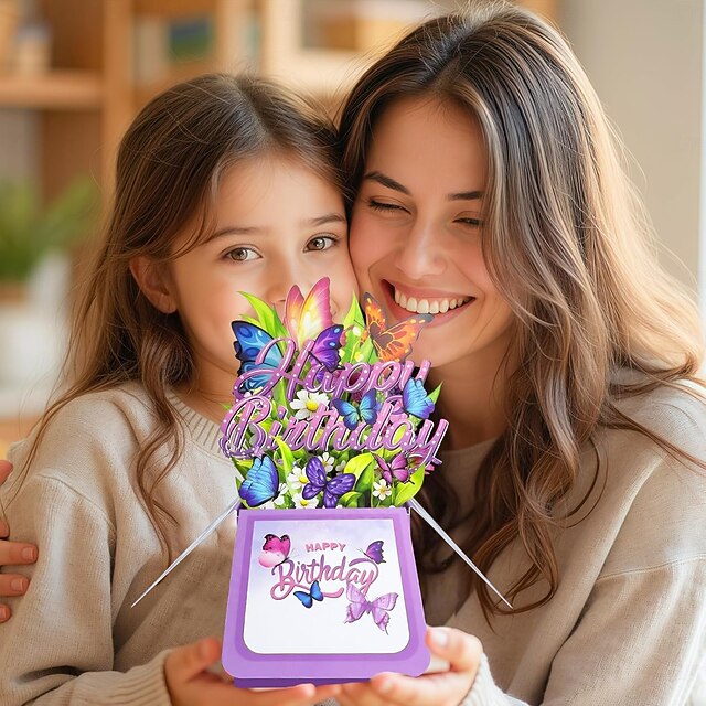 Butterfly Flower Birthday Cards for Women, 3D Butterfly Pop Up Box ...