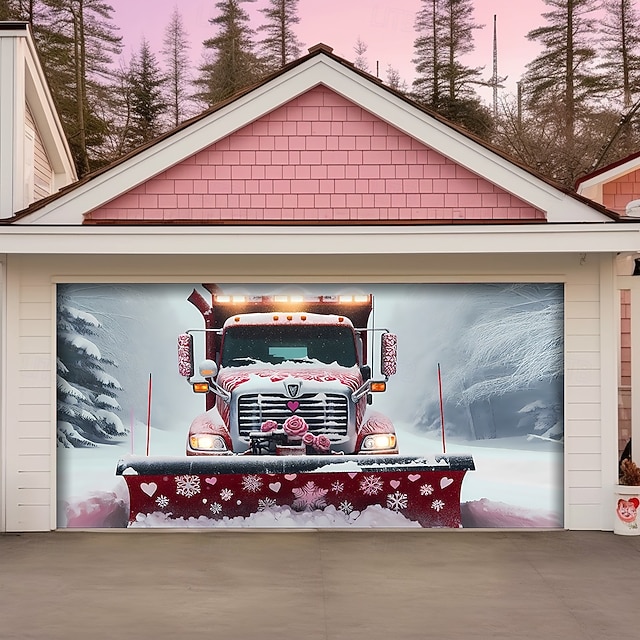 Valentine's Day Garage Door Cover Large Hanging Backdrop Rose Love ...