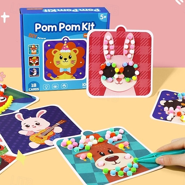 Pom-pom painting children's craft DIY material kit pom-pom collage ...