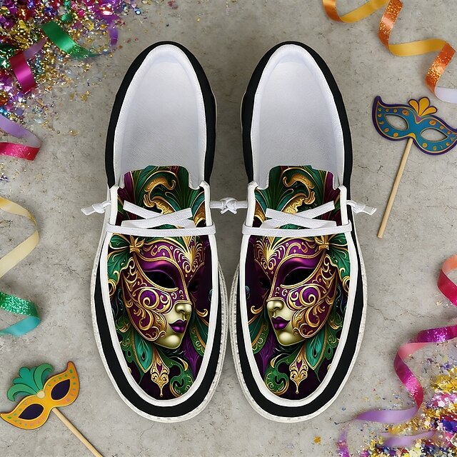 Men's Venetian Mask Carnival Slip-On Shoes, Artistic Graphic Casual ...