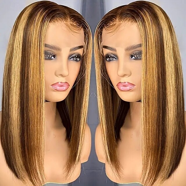 Highlights P4/27 Human Hair Wig 13x4x1 T Part Lace Short BoBo Wig Human ...