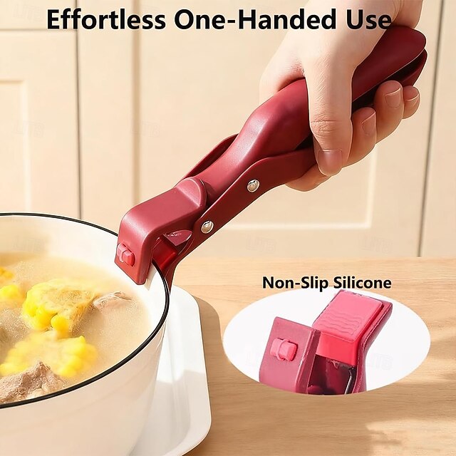 4 Pack Hot Plate Gripper Tongs with Hooks,Multi-Purpose Anti-Scald Bowl ...