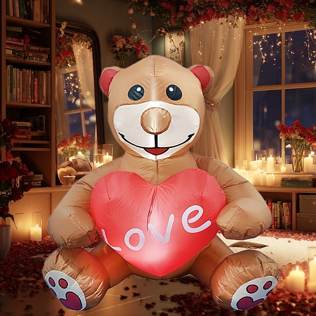 1.2M/4FT Valentine's Inflatable Decoration with LED Lights, Heart Bear ...
