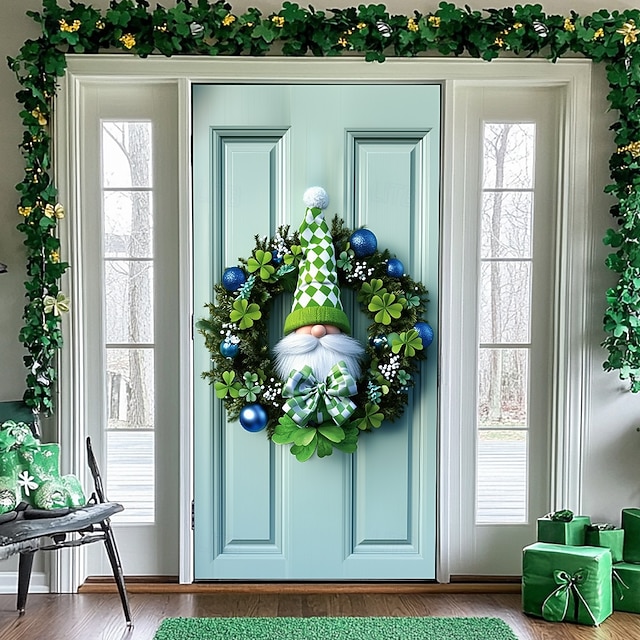 St Patrick's Day Mint Green Shamrock Door Curtain, Leprechaun & Green ...