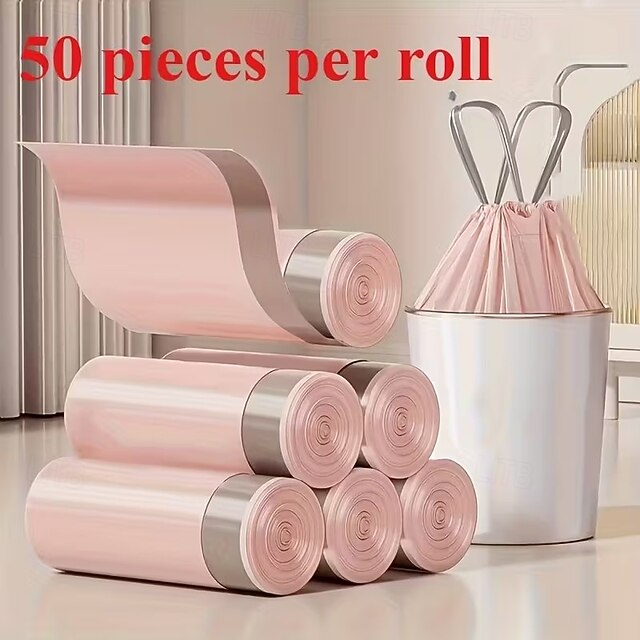 1 Roll/50 Extra Thick Durable Drawstring Trash Bags - Large Portable ...