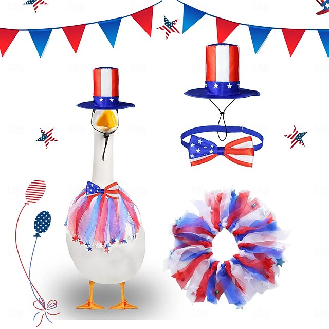 4th of July Goose Clothes Outfit, 3Pcs Patriotic Pet Costume Set with ...