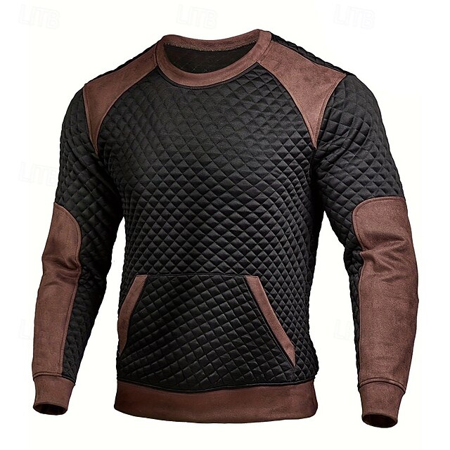 Men's Sweatshirt Waffle Sweatshirt Pullover Hoodie Sweatshirt Black ...