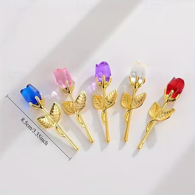 5-Piece Romantic Crystal Rose Set, Home Décor & Gift for Valentine’s ...