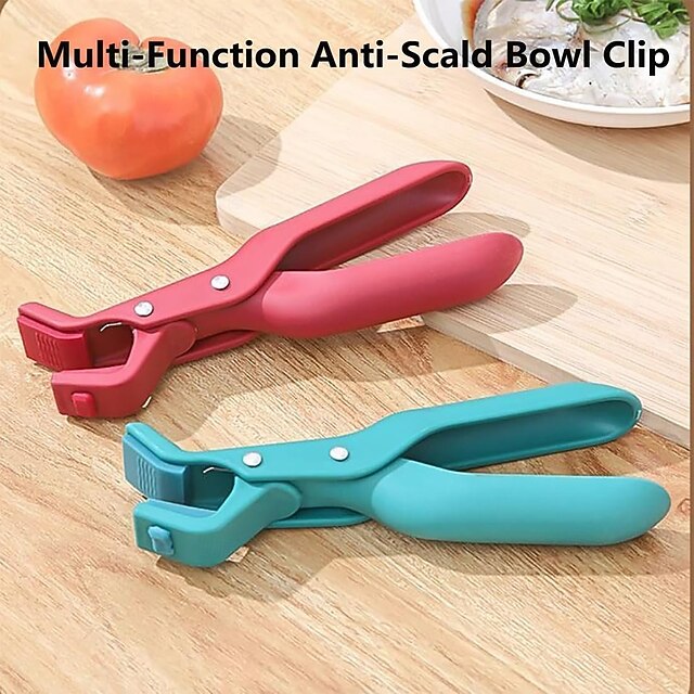 4 Pack Hot Plate Gripper Tongs with Hooks,Multi-Purpose Anti-Scald Bowl ...