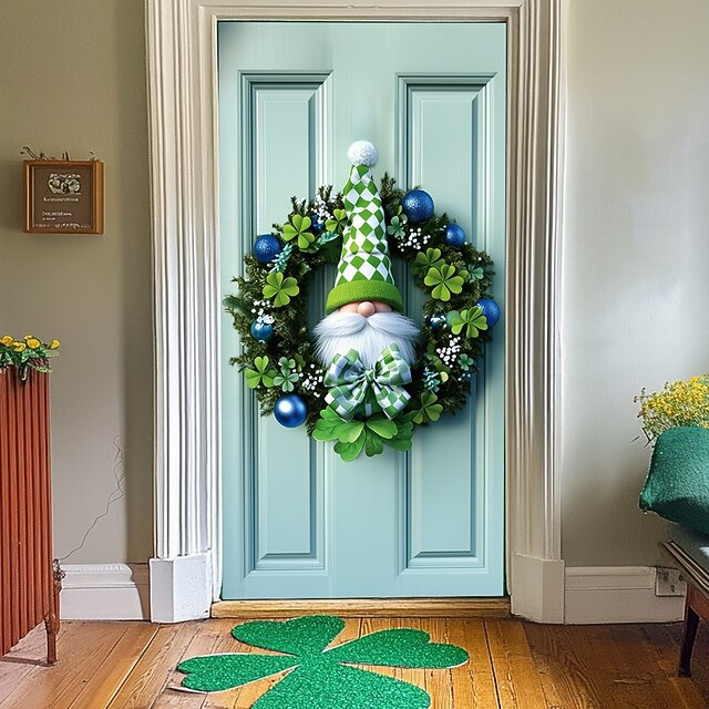 St Patrick's Day Mint Green Shamrock Door Curtain, Leprechaun & Green ...