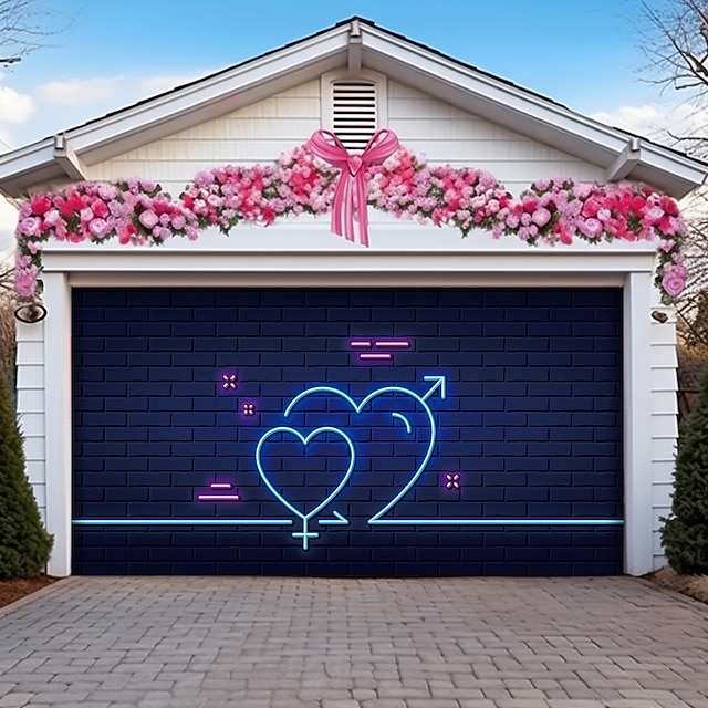 Valentine's Day Garage Door Cover Large Hanging Backdrop Heart Vintage ...