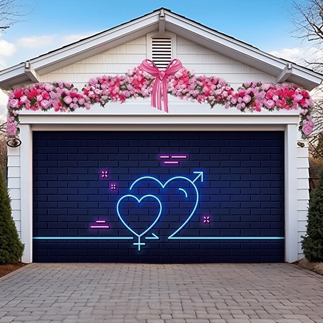 Valentine's Day Garage Door Cover Large Hanging Backdrop Heart Vintage ...