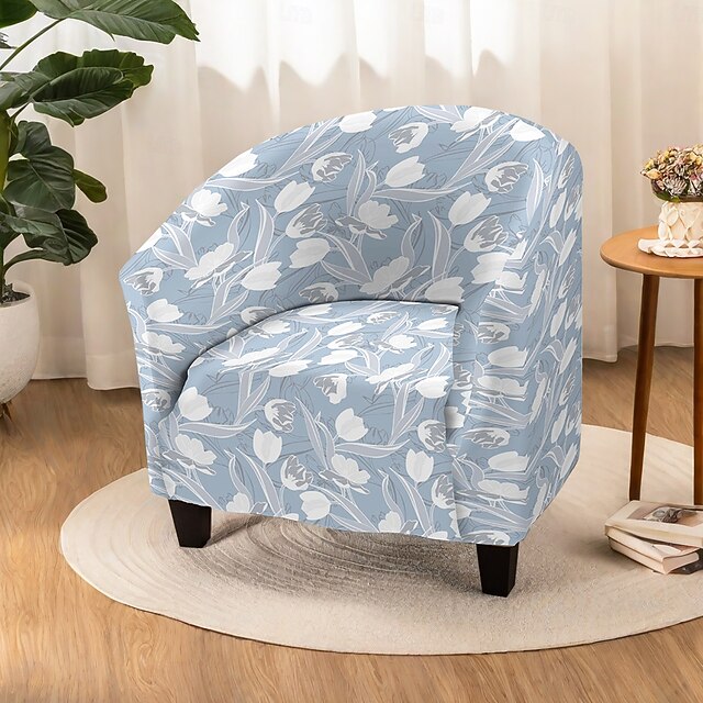 Club Chair Cover Striped Plant and Geometric Printed Polyester ...