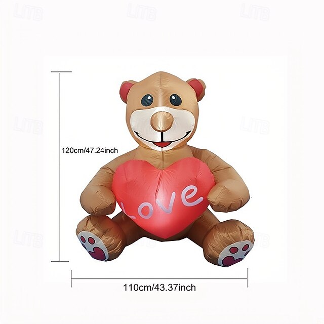 1.2M/4FT Valentine's Inflatable Decoration with LED Lights, Heart Bear ...