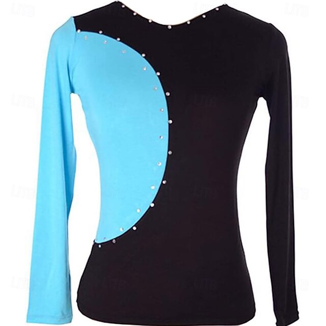 Figure Skating Top Black Stretchy Training Competition Skating Wear ...