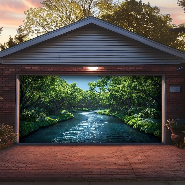 Garage Door Cover Large Hanging Backdrop Forest Vintage 3D Party ...