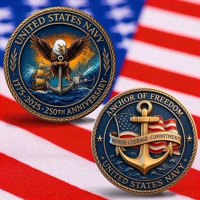 U.S. Navy 250th Anniversary Commemorative Coin – 1775–2025, Collectible ...