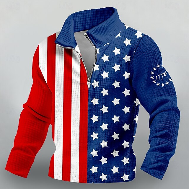 America's 250th Anniversary Men's American US Flag Waffle Sweatshirt ...