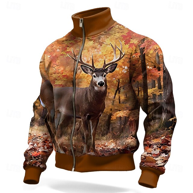 Men's Animal Wolf 3D Print Jacket Sweatshirt Fashion Daily Tactical ...