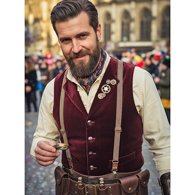 Men's Polyester Suspenders, Herringbone Design, Vintage Style, Ideal ...