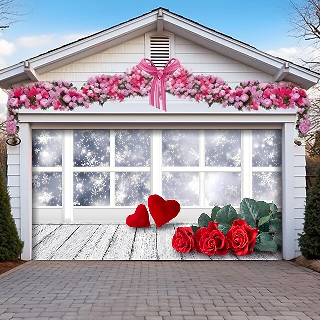 Valentine's Day Garage Door Cover Large Hanging Backdrop Love Heart ...