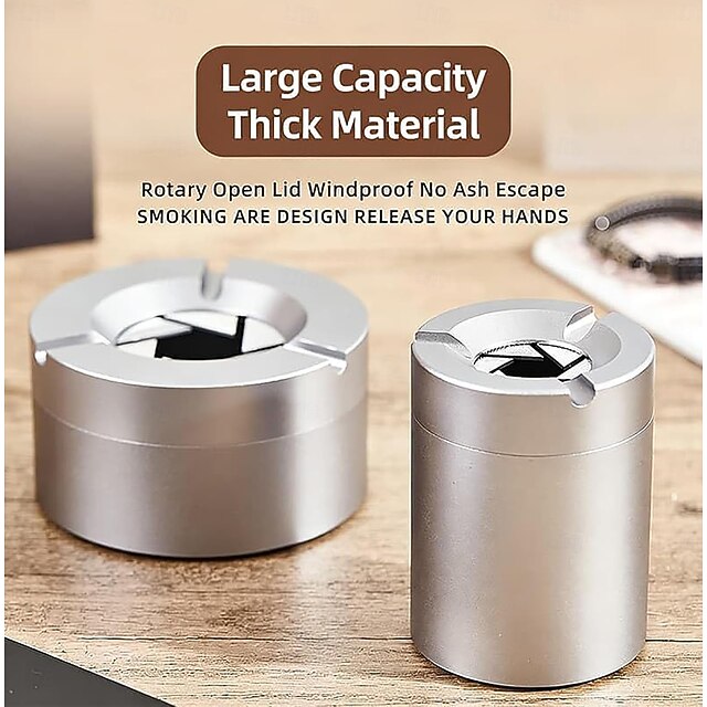 360° Aluminum Alloy Twist-Lock Ashtray with Twist-Lock Lid, Odor-Proof ...