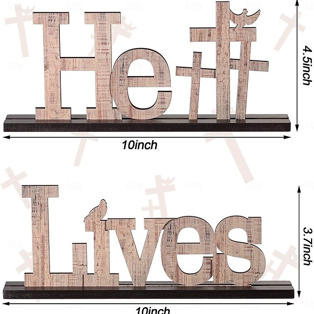 2 Pack Easter Wooden He Is Risen Figurines, Rustic Spring Decor, Easter ...