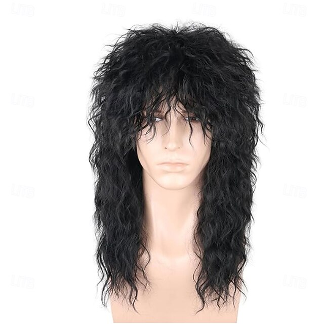 80s Wigs for Men Reddish Brown Long Wavy Mullet Wigs for Women Heavy ...