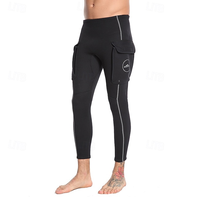 Men's 3mm Neoprene Dive Pants Wetsuit Pants Swim Pants Stretchy Long ...