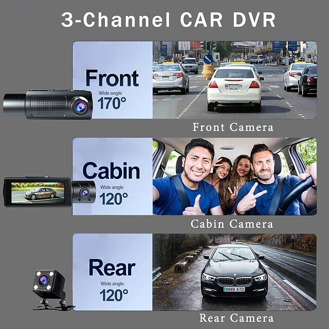 3.16-Inch High-Definition 1080P Screen Driving Recorder Three-Lens Car ...
