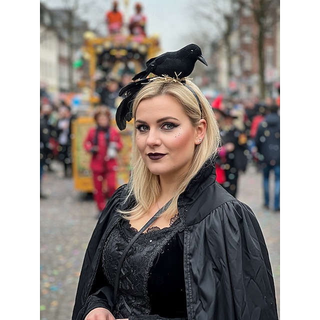 Women's Mardi Gras Black Raven Headband - Feathered Bird & Nest Costume ...