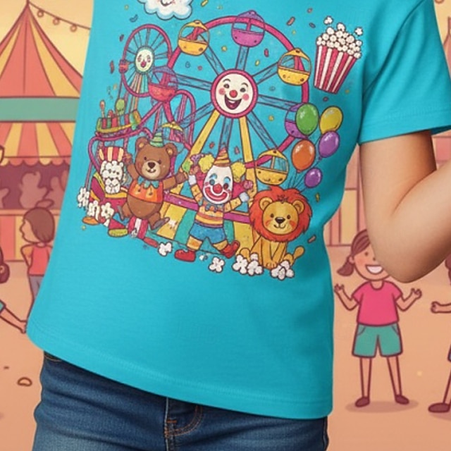 Carnival Costume 2026 Girls' 3D Animal Clown T shirt Tee Short Sleeve ...