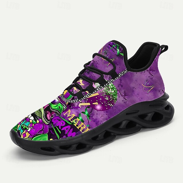 Men's Mardi Gras Purple Carnival Sneakers – Colorful Comic-Inspired ...