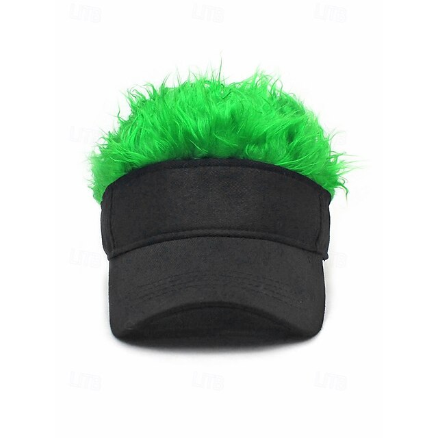 Men's Polyester Visor Hat with Colorful Faux Wig, Available in Multiple ...
