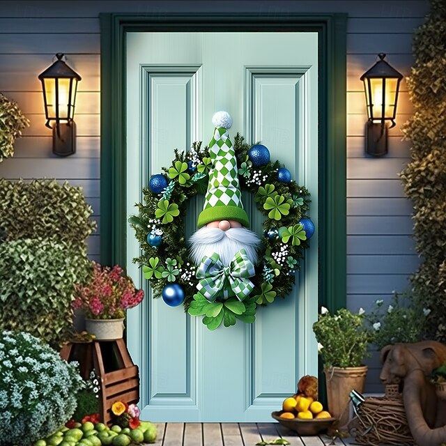 St Patrick's Day Mint Green Shamrock Door Curtain, Leprechaun & Green ...