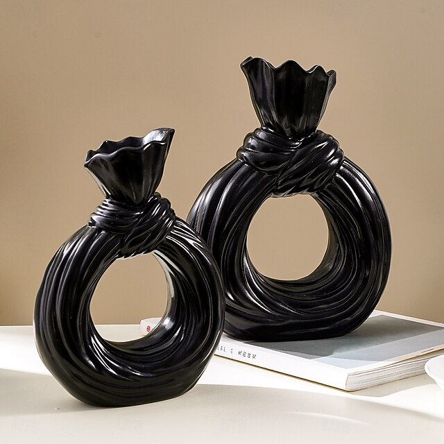 1PC A Modern Resin Material Simple Circular Knot-shaped Vase is ...