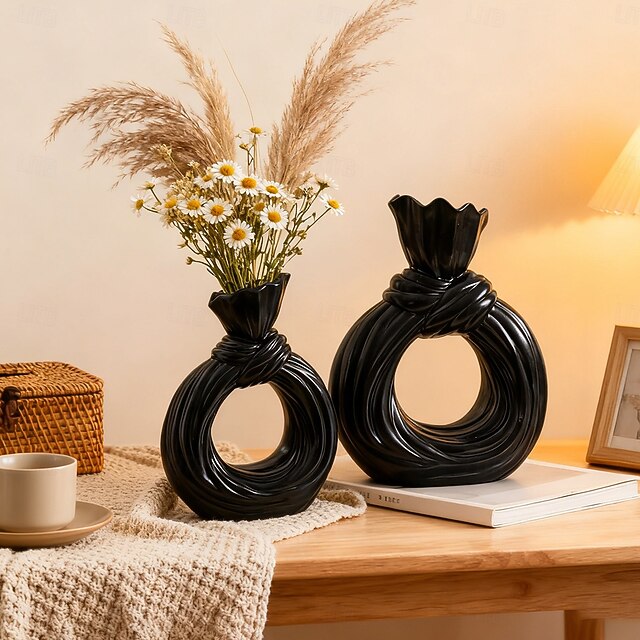 1PC A Modern Resin Material Simple Circular Knot-shaped Vase is ...